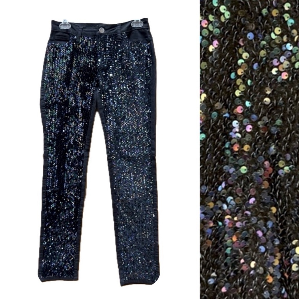 Boston Proper Sequin Front Low Rise Black Denim Jeans… - Gem
